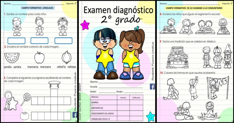 EXAMEN DIAGNÓSTICO PARA 2°GRADO Y 2º DE PRIMARIA 2023-2024 - Imagenes ...