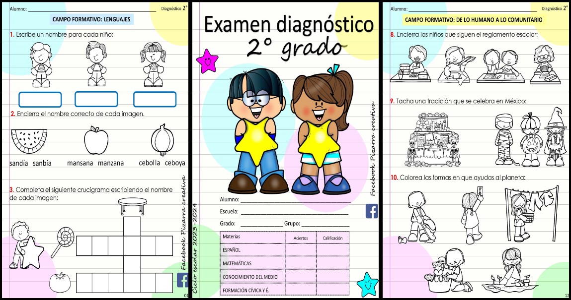 EXAMEN DIAGNÓSTICO PARA 2°GRADO Y 2º DE PRIMARIA 2023-2024 - Imagenes ...