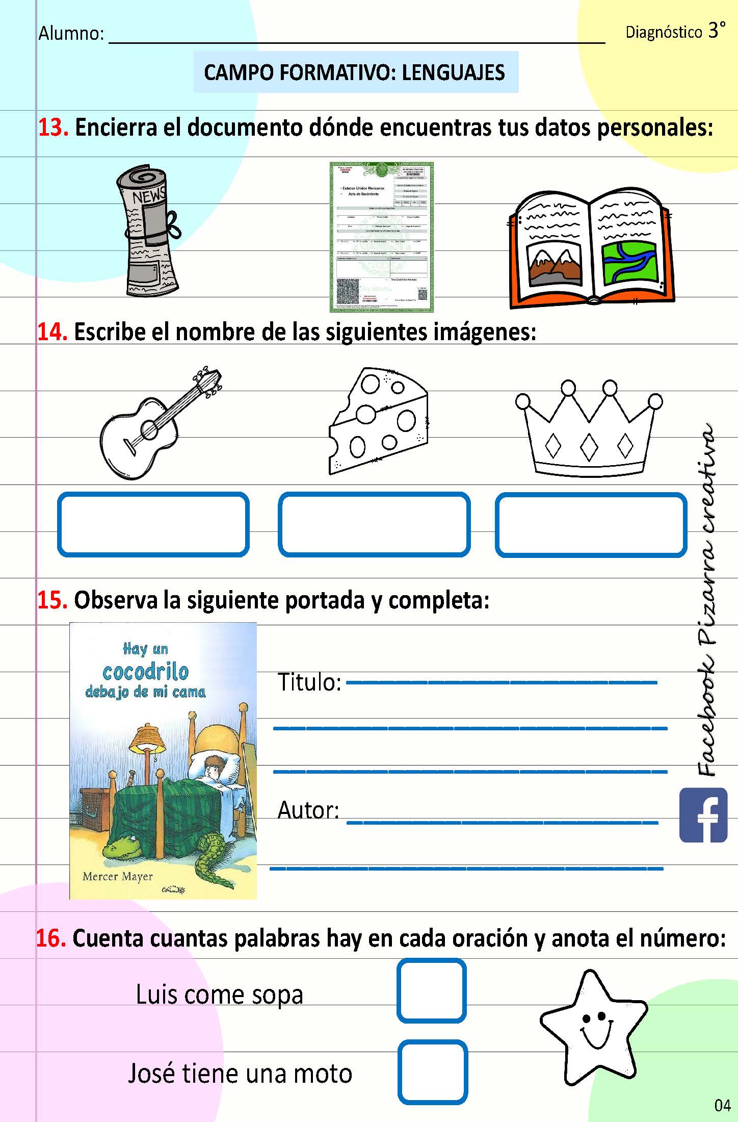 EXAMEN DIAGNÓSTICO PARA 3º GRADO Y 3º DE PRIMARIA 2023-2024 - Imagenes ...