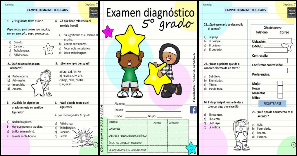 EXAMEN DIAGNÓSTICO PARA 5°GRADO Y 5º DE PRIMARIA 2023-2024 - Imagenes ...