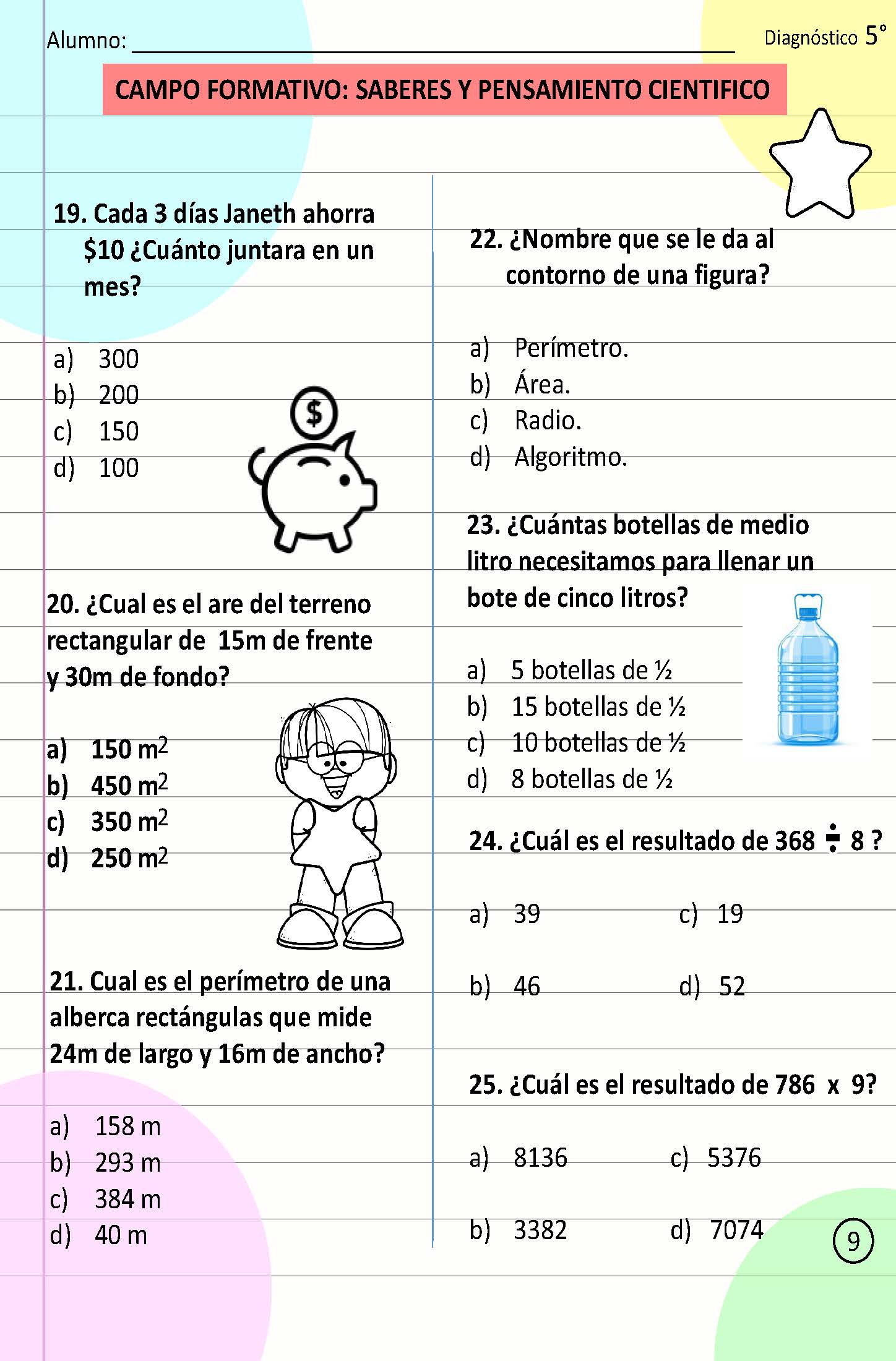EXAMEN DIAGNÓSTICO PARA 5°GRADO Y 5º DE PRIMARIA 2023-2024 - Imagenes ...