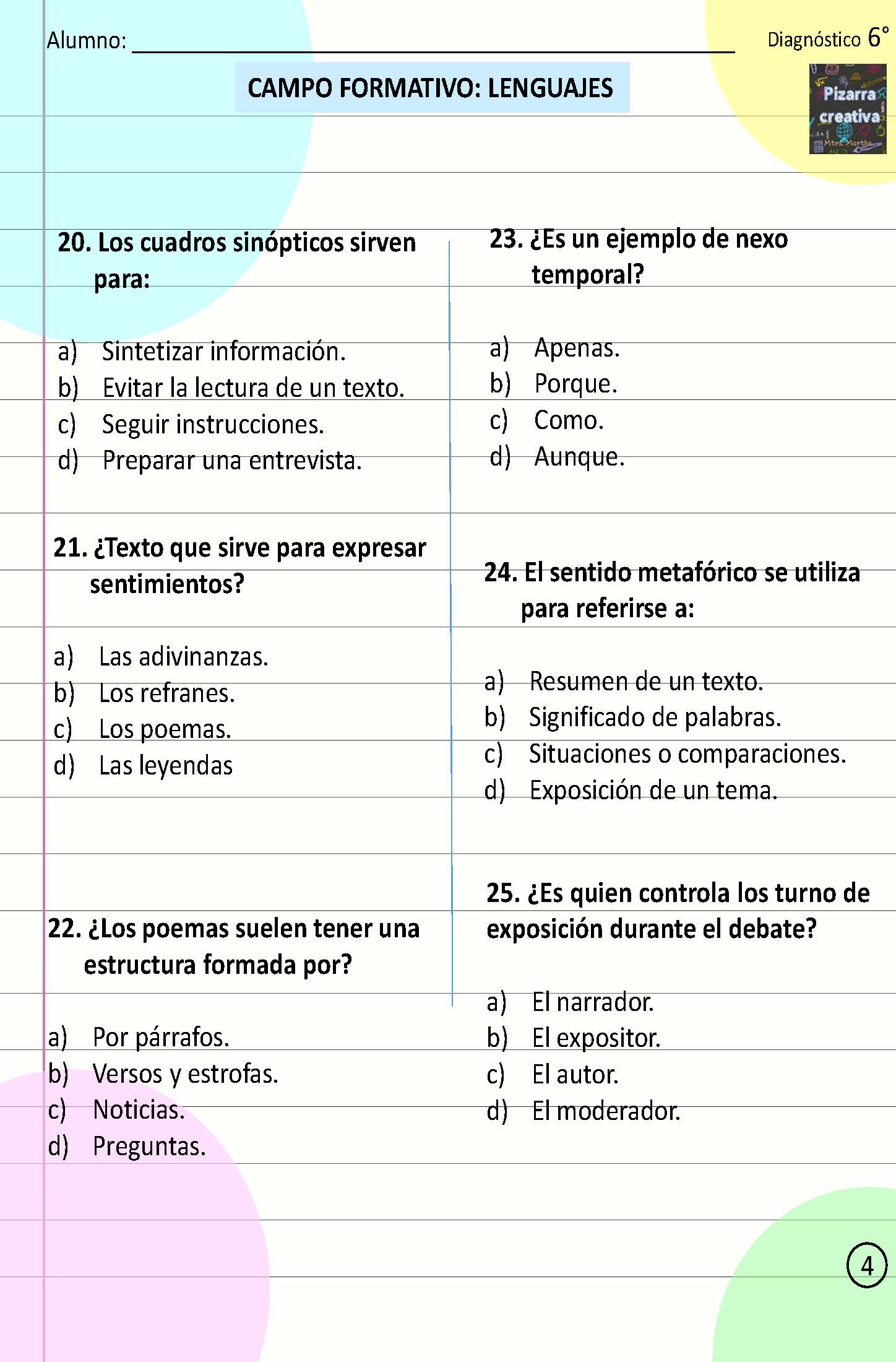 EXAMEN DIAGNÓSTICO PARA 6°GRADO Y 6º DE PRIMARIA 2023-2024 - Imagenes ...