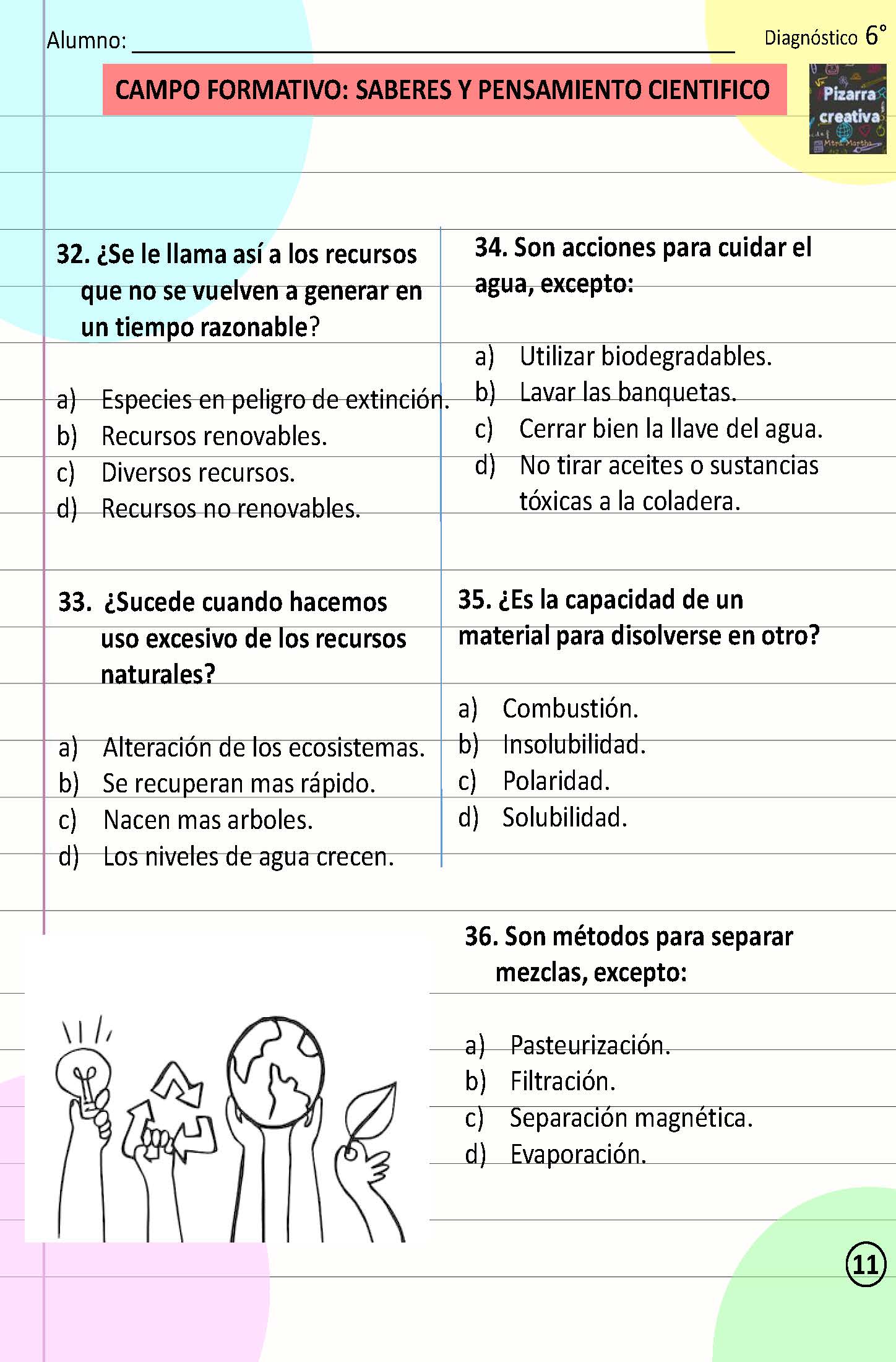EXAMEN DIAGNÓSTICO PARA 6°GRADO Y 6º DE PRIMARIA 2023-2024 - Imagenes ...