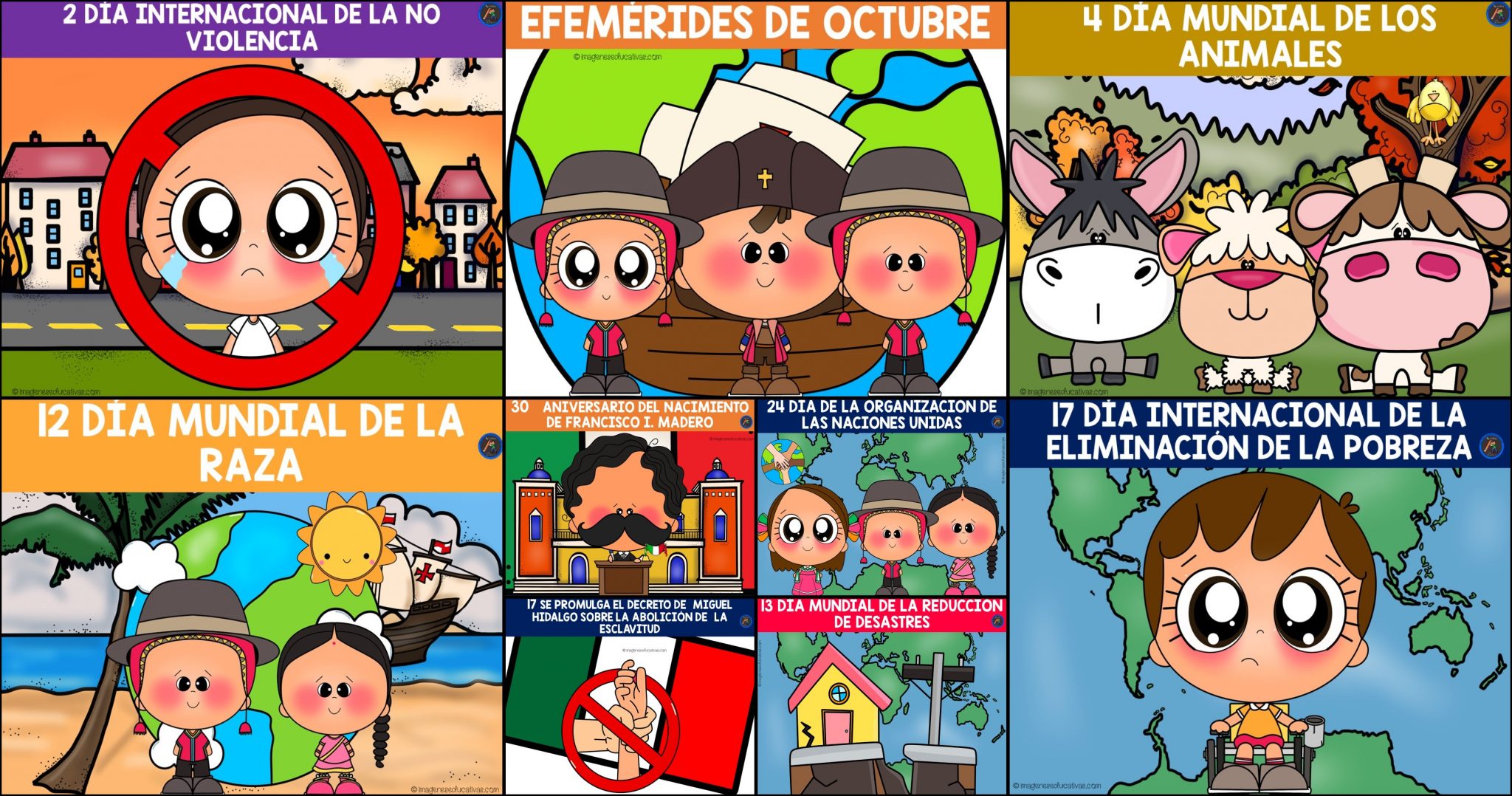 EFEMÉRIDES MES DE OCTUBRE DISEÑOS STAR CREANDO PARA DECORAR TU CLASE O ...