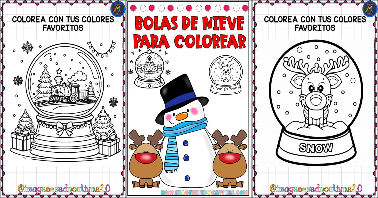 CUADERNO BOLAS DE NIEVE PARA COLOREAR - Imagenes Educativas