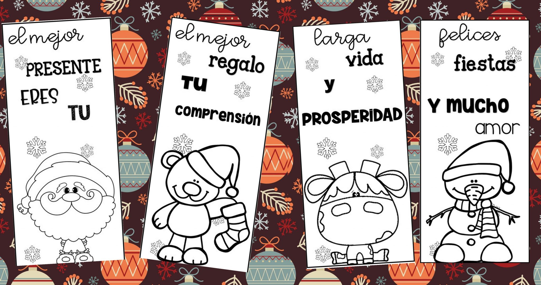 MARCAPÁGINAS PARA COLOREAR EN NAVIDAD - Imagenes Educativas