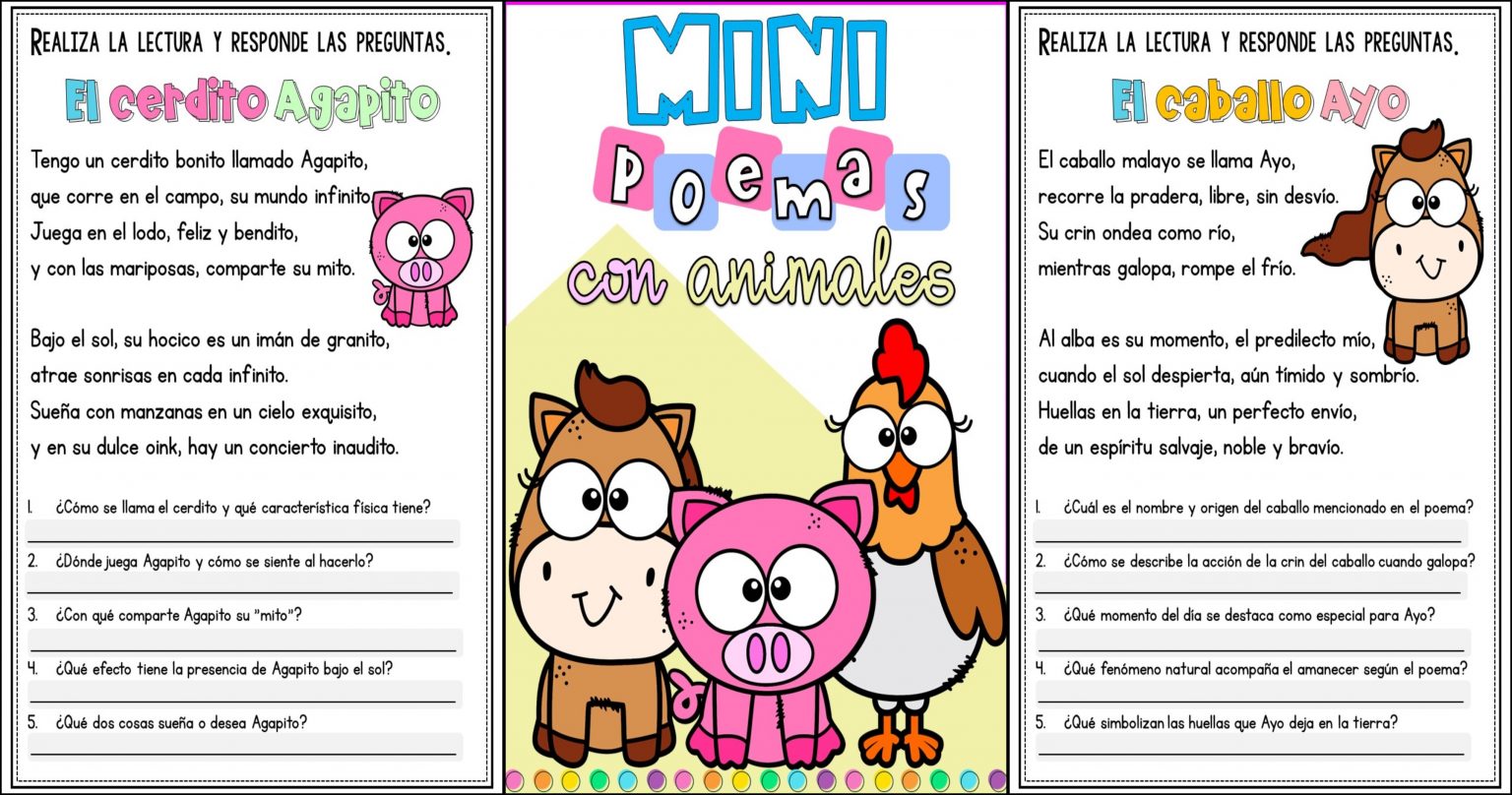 MINI POEMAS PARA TRABAJAR LA COMPRENSIÓN LECTORA CON ANIMALITOS ...