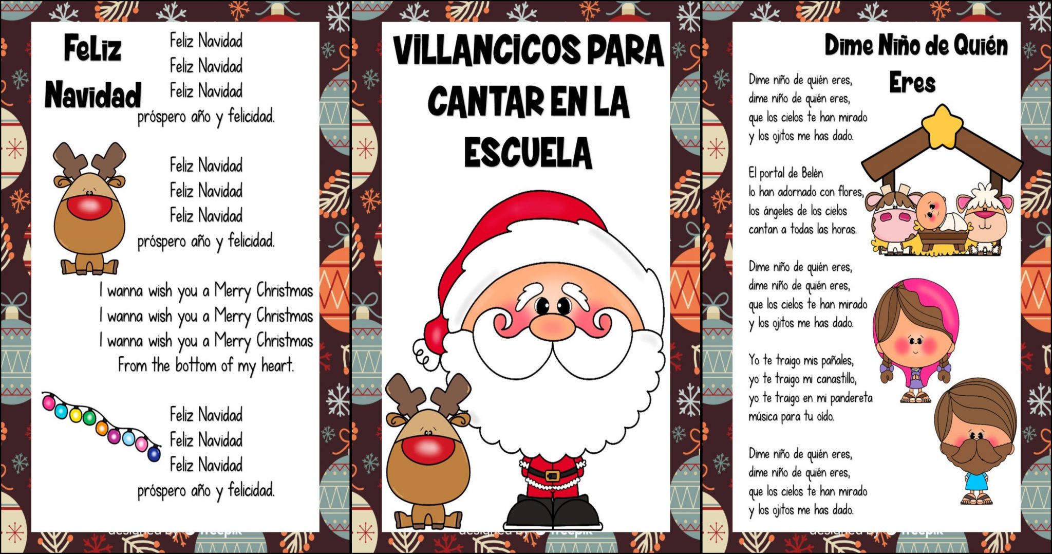 Villancicos navideños para imprimir - Imagenes Educativas