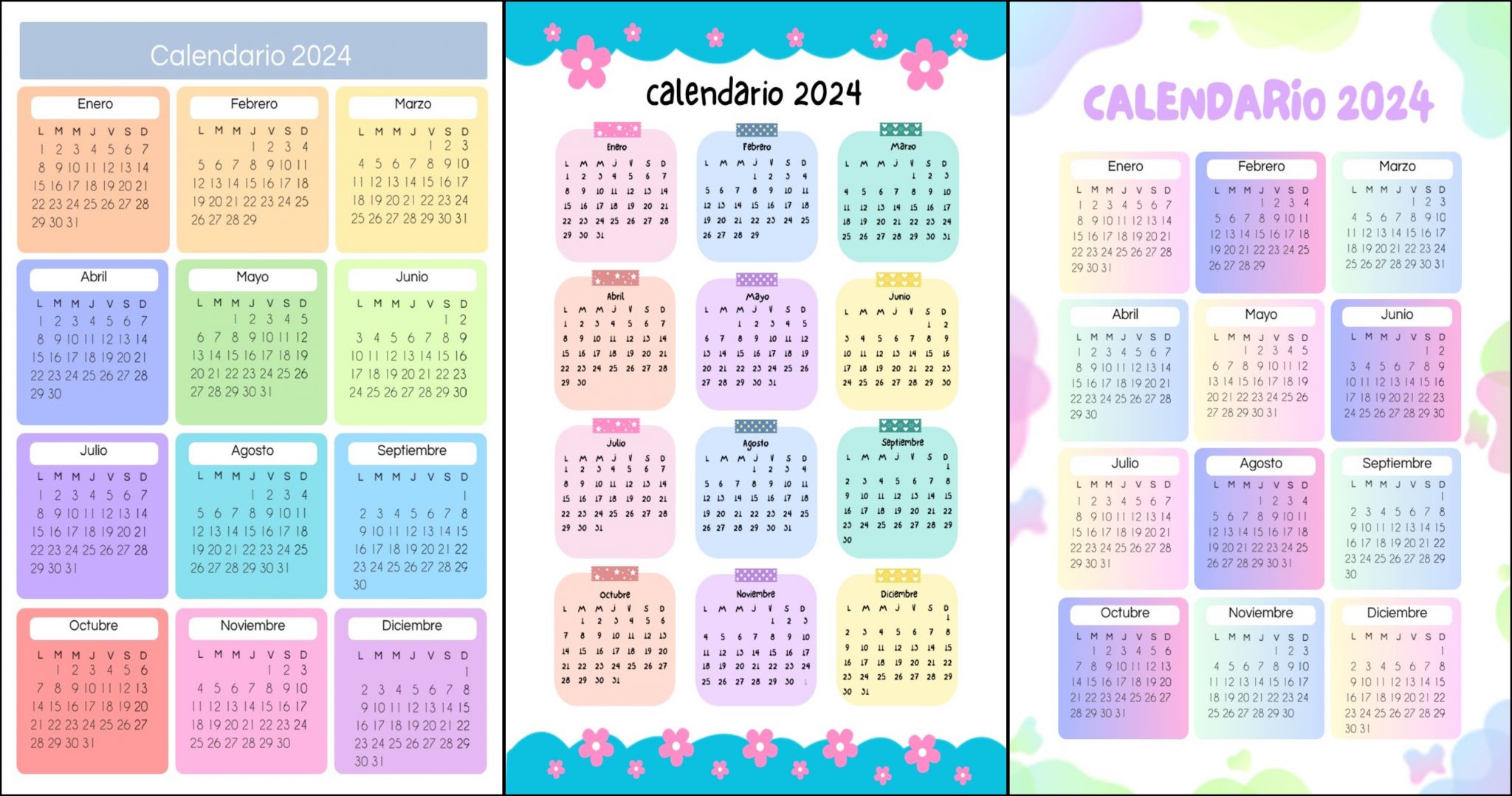 CALENDARIOS Y PLANIFICADORES 2024 GRAN FORMATO. LISTOS PARA DESCARGAR E ...