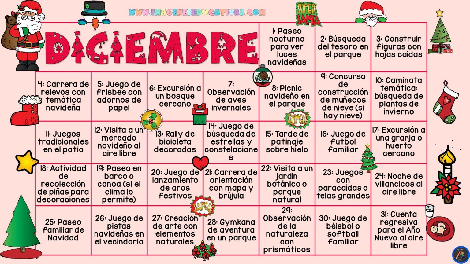 CALENDARIO INFANTIL DICIEMBRE DE ACTIVIDADES DIVERTIDAS PARA HACER AL ...