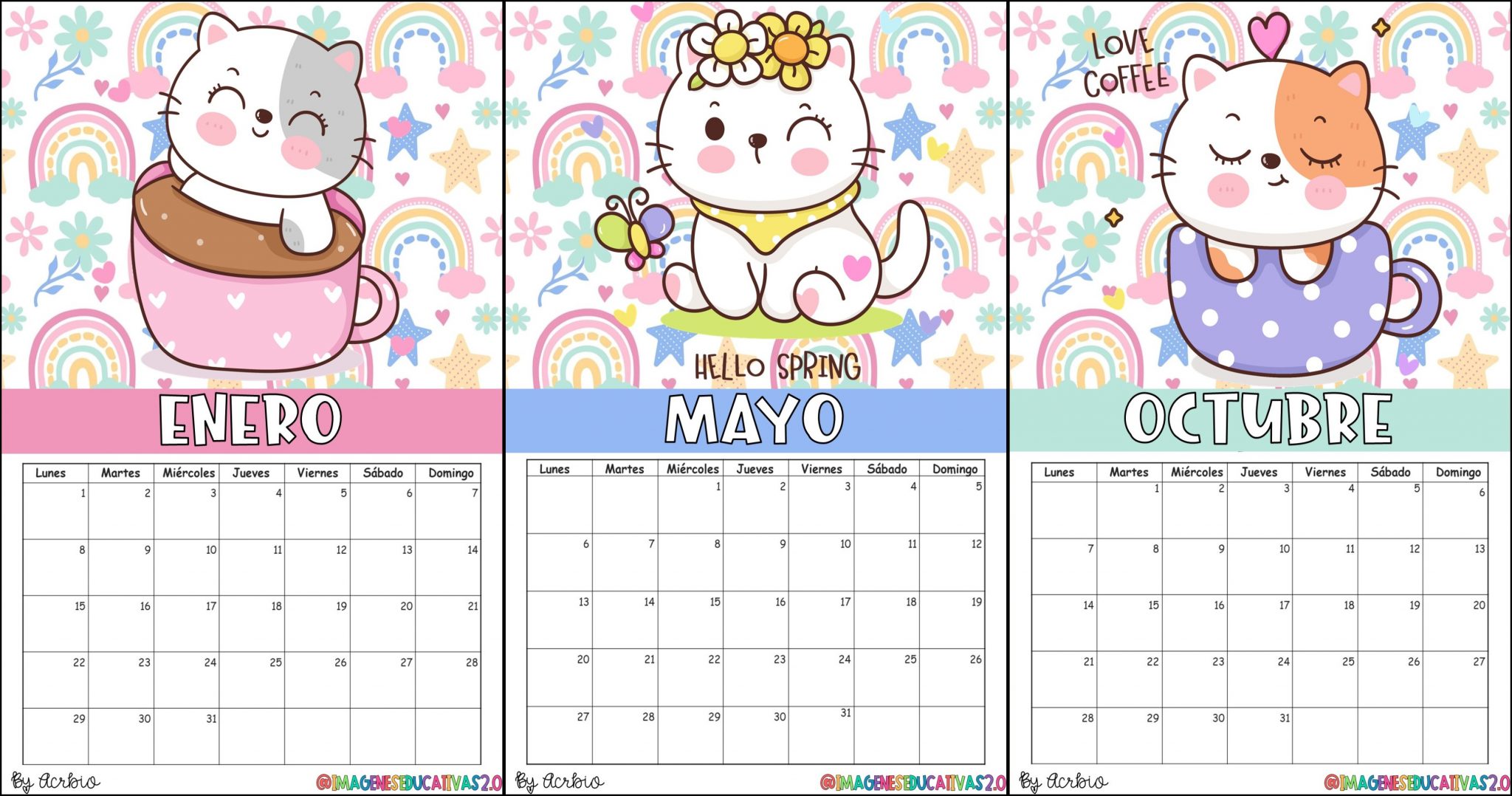 CALENDARIO Y PLANIFICADOR ESCOLAR 2024 DE LINDOS GATITOS - Imagenes ...