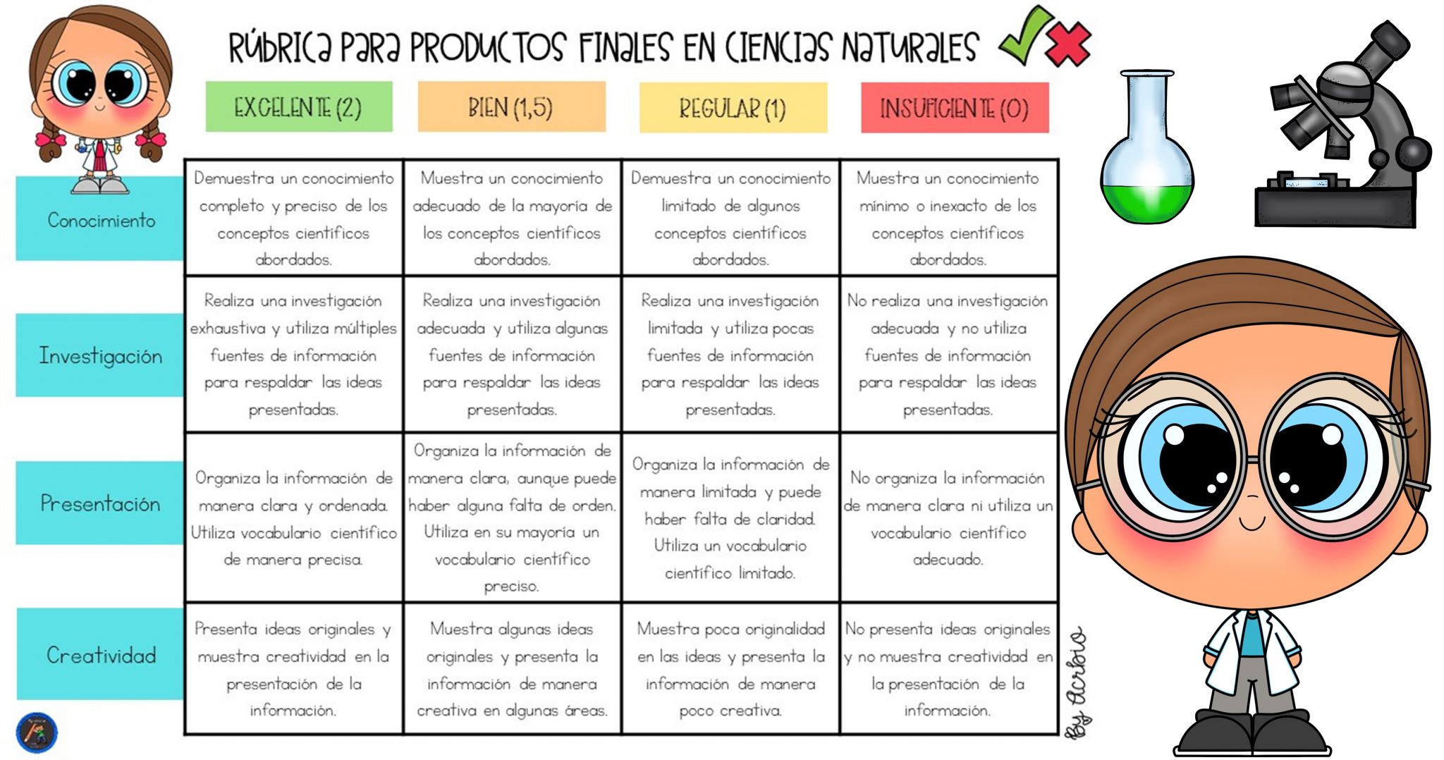 RÚBRICA PARA PRODUCTOS FINALES EN CIENCIAS NATURALES - Imagenes Educativas