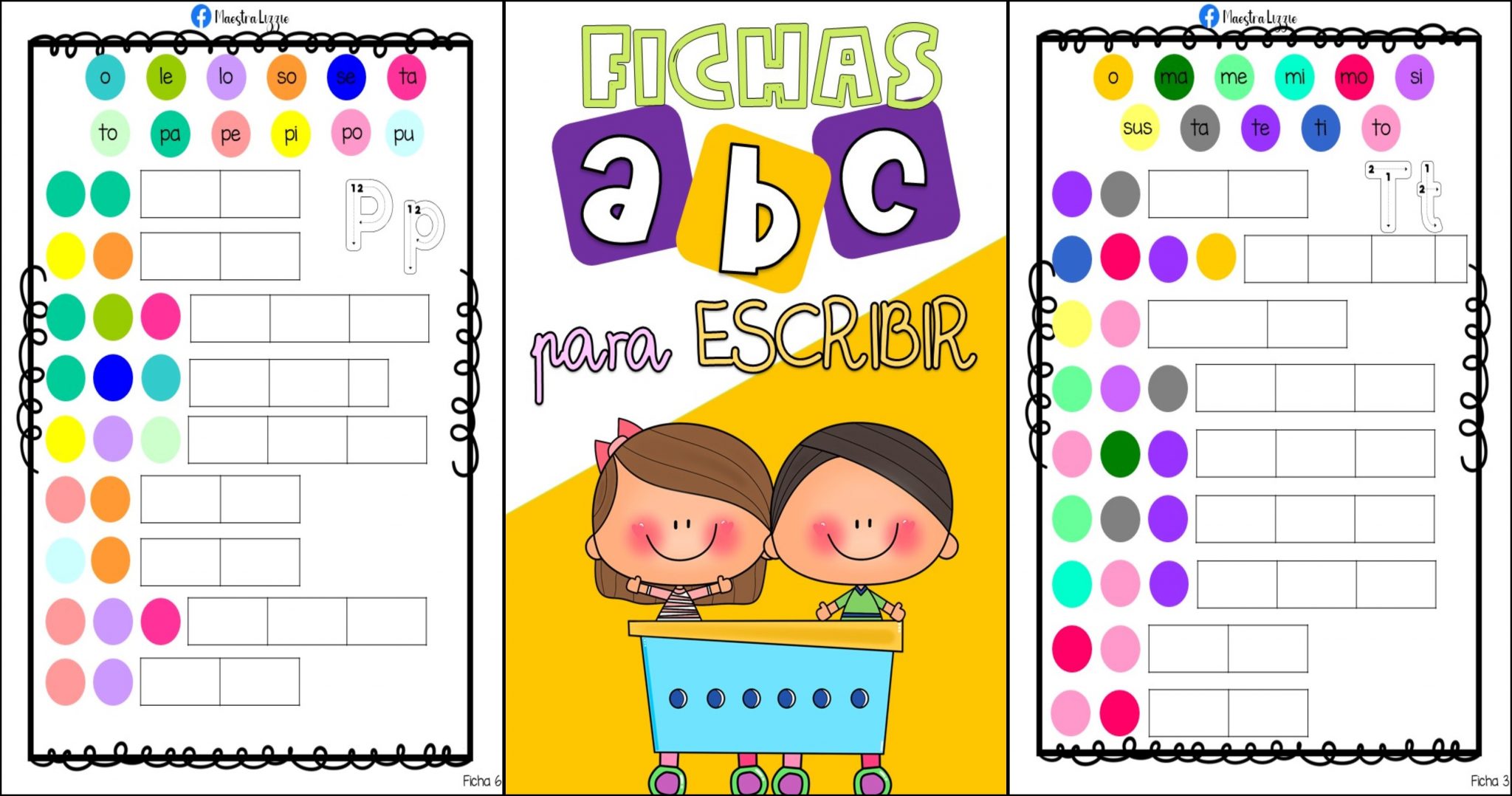 FICHAS DE ESCRITURA CON CLAVE DE COLORES - Imagenes Educativas