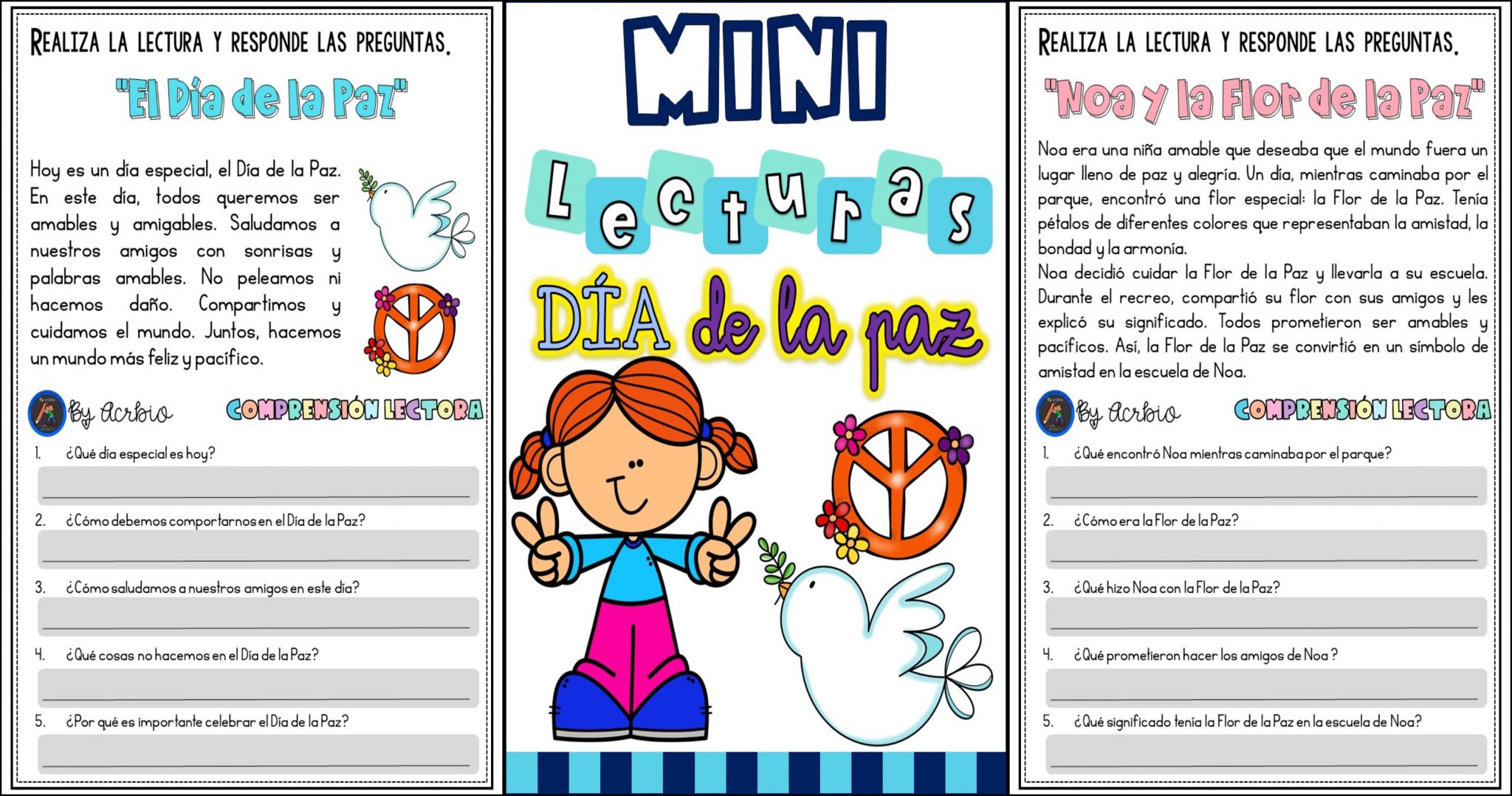 MINI LECTURITAS DE COMPRENSIÓN PARA PRIMARIA DÍA DE LA PAZ - Imagenes ...