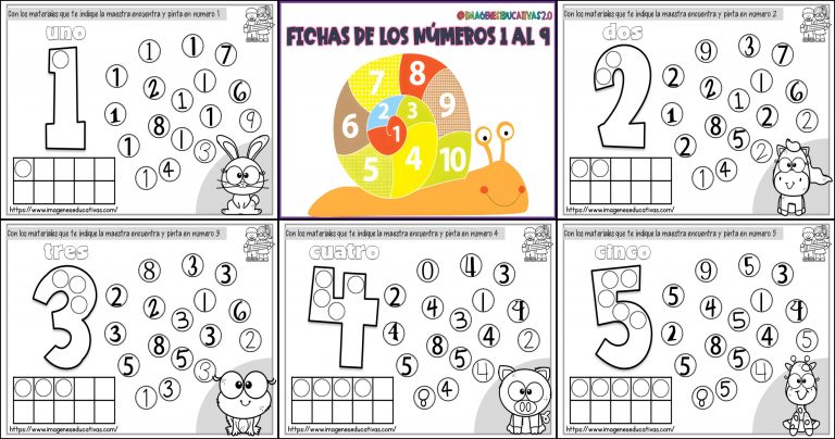 FICHAS PARA TRABAJAR LOS NÚMEROS DEL 1 AL 9 - Imagenes Educativas