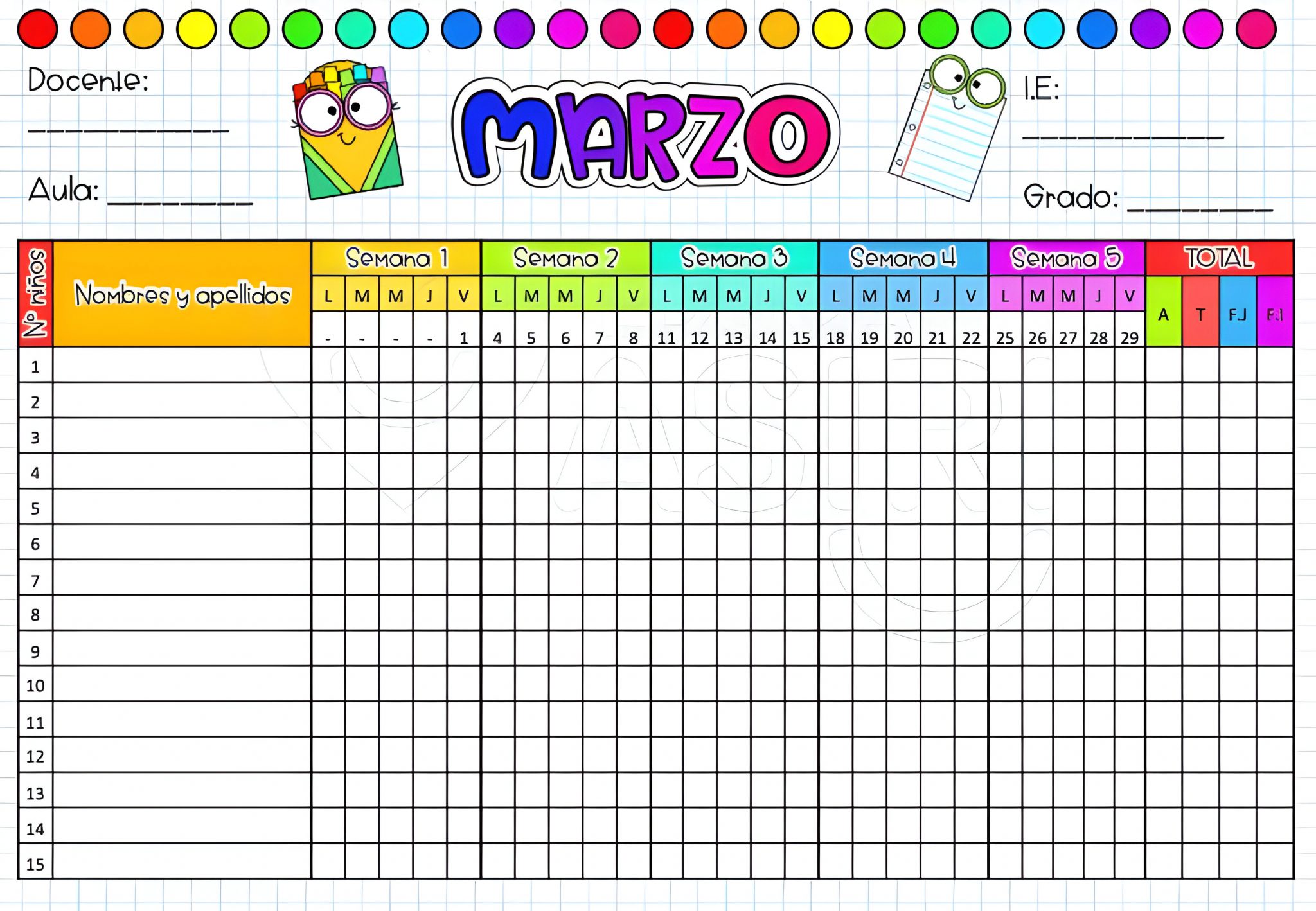 REGISTRO DE ASISTENCIA MARZO 2024 - Imagenes Educativas