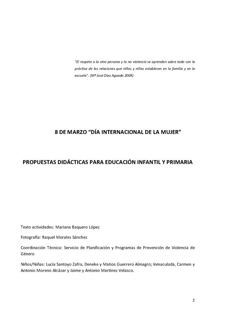8 DE MARZO “DÍA INTERNACIONAL DE LA MUJER”PROPUESTAS DIDÁCTICAS PARA ...