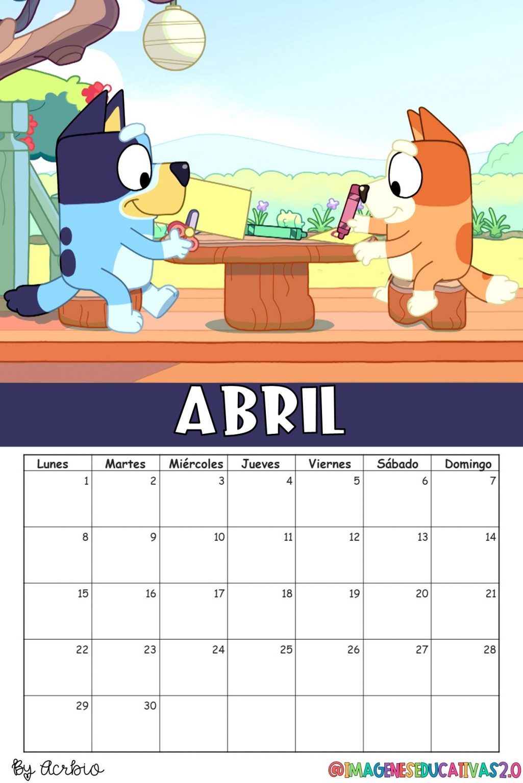 CALENDARIOS MES DE ABRIL - Imagenes Educativas