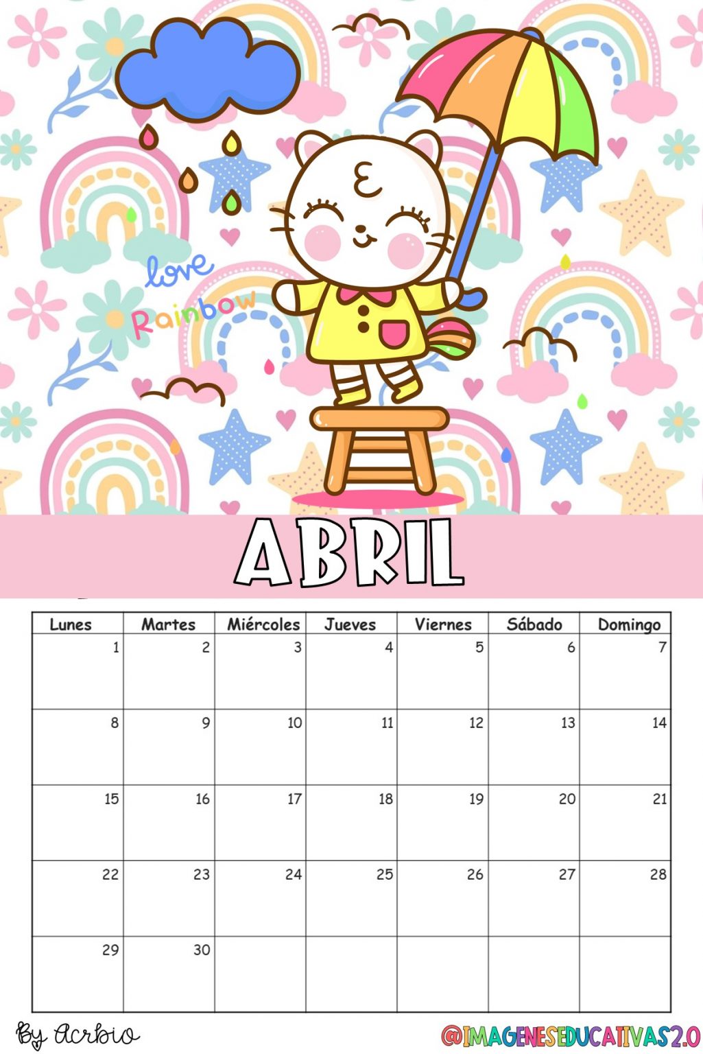 CALENDARIOS MES DE ABRIL - Imagenes Educativas