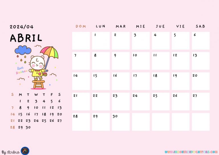 CALENDARIOS MES DE ABRIL - Imagenes Educativas