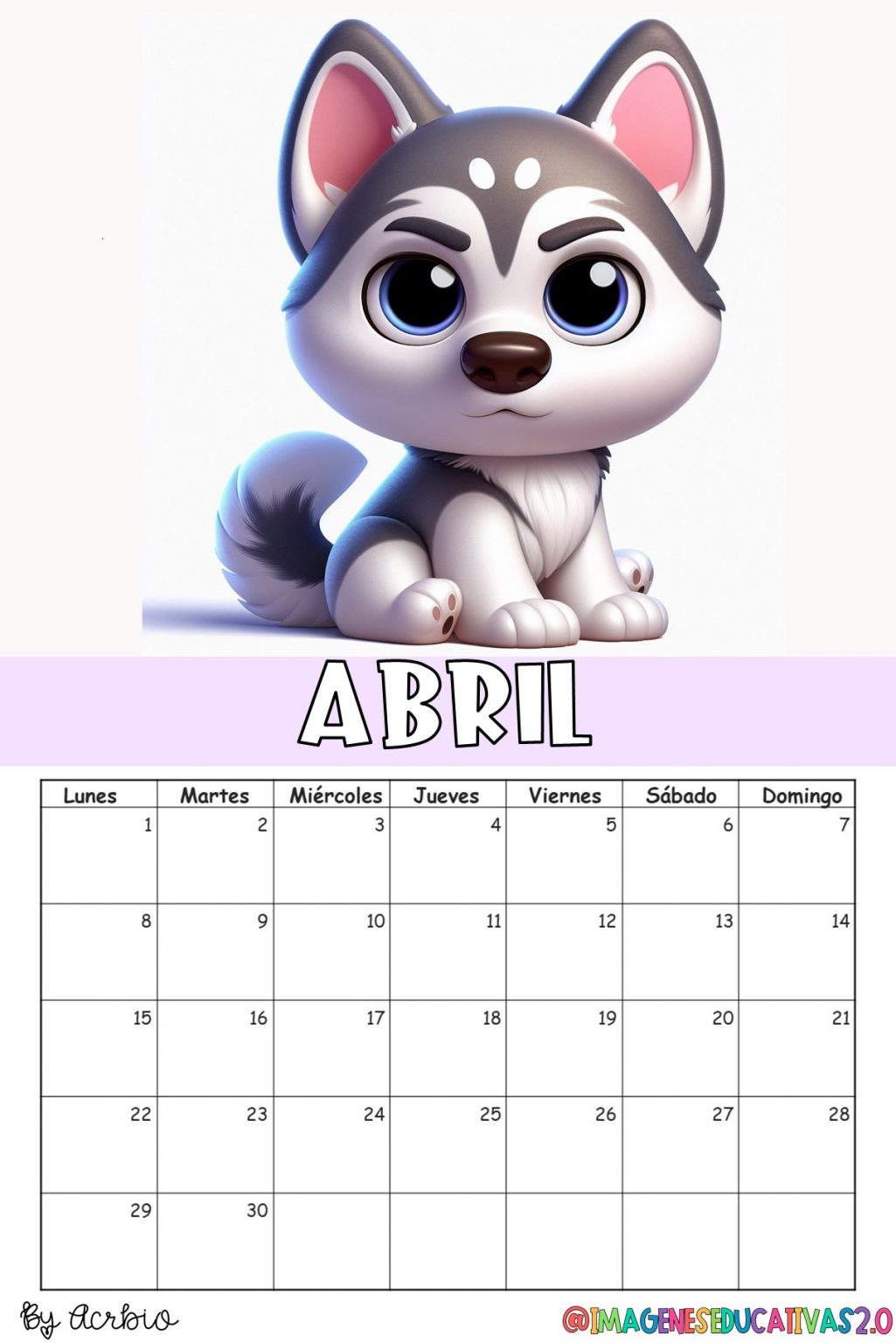 CALENDARIOS MES DE ABRIL - Imagenes Educativas