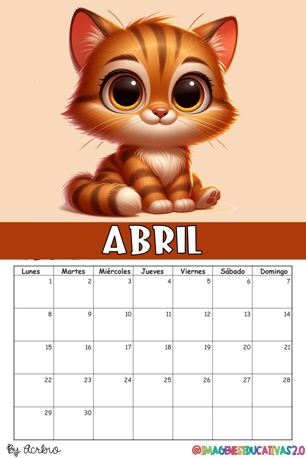 CALENDARIOS MES DE ABRIL - Imagenes Educativas