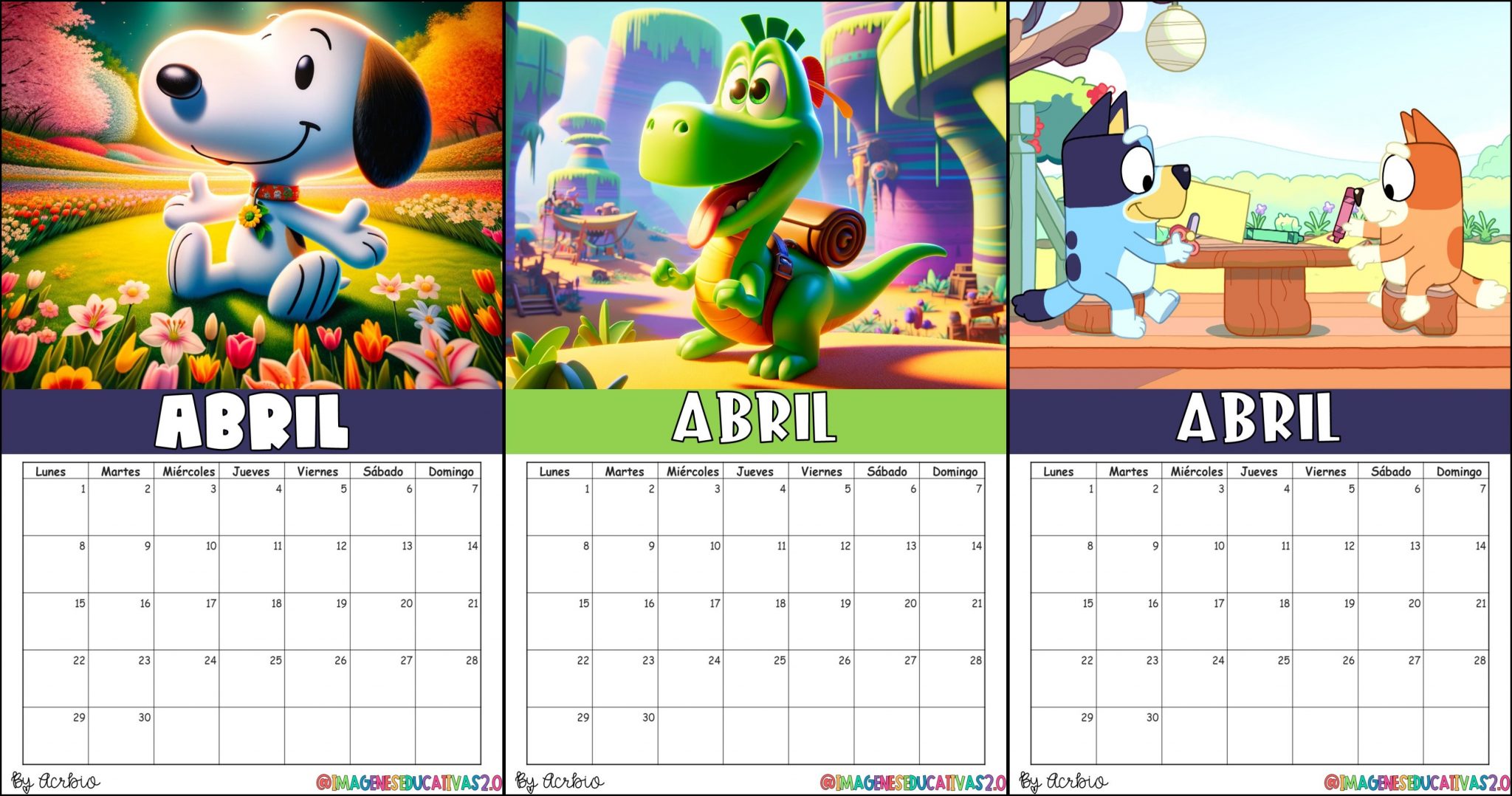 CALENDARIOS MES DE ABRIL - Imagenes Educativas