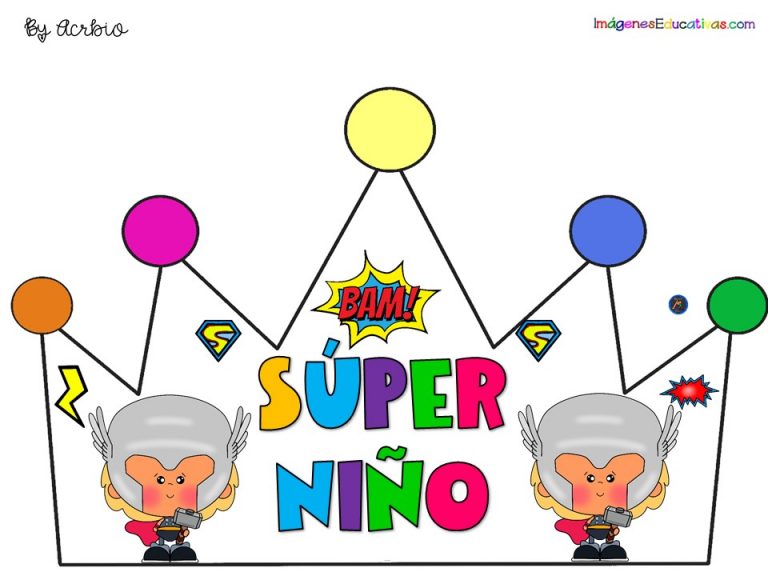CORONAS DÍA DEL NIÑO 2024 SUPER HERO - Imagenes Educativas