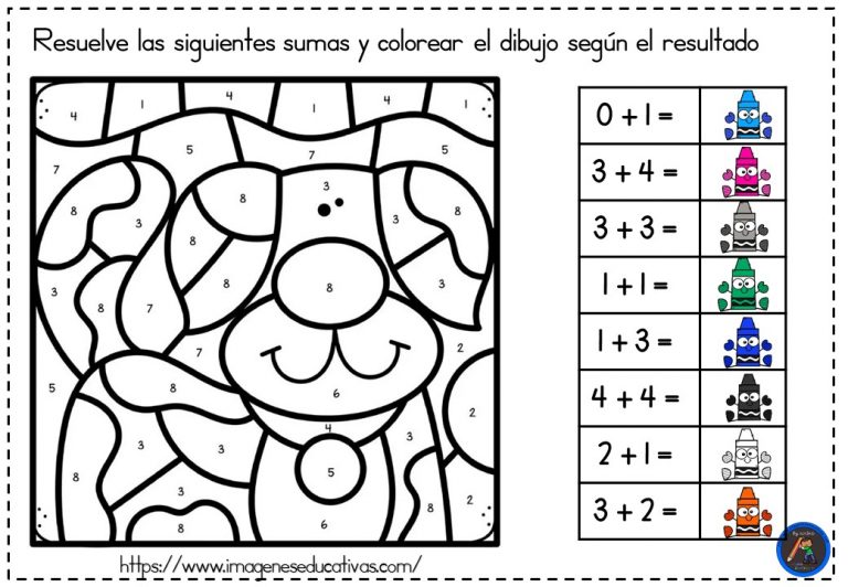DIBUJOS DE ANIMALES SUMA Y COLOREA SEGÚN EL RESULTADO - Imagenes Educativas