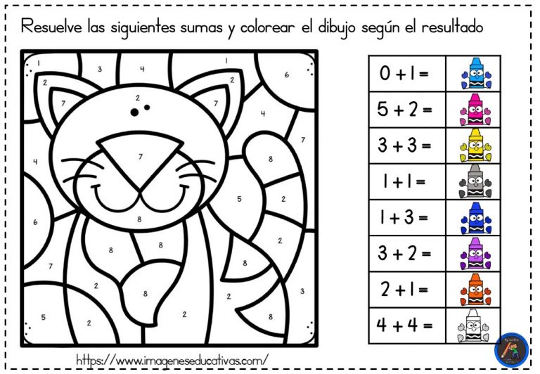 DIBUJOS DE ANIMALES SUMA Y COLOREA SEGÚN EL RESULTADO - Imagenes Educativas