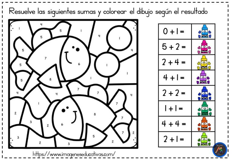 DIBUJOS DE ANIMALES SUMA Y COLOREA SEGÚN EL RESULTADO - Imagenes Educativas