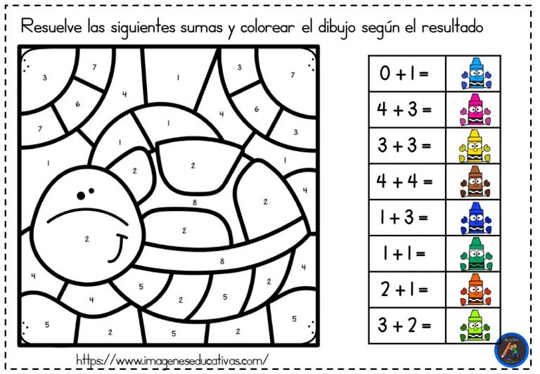 DIBUJOS DE ANIMALES SUMA Y COLOREA SEGÚN EL RESULTADO - Imagenes Educativas