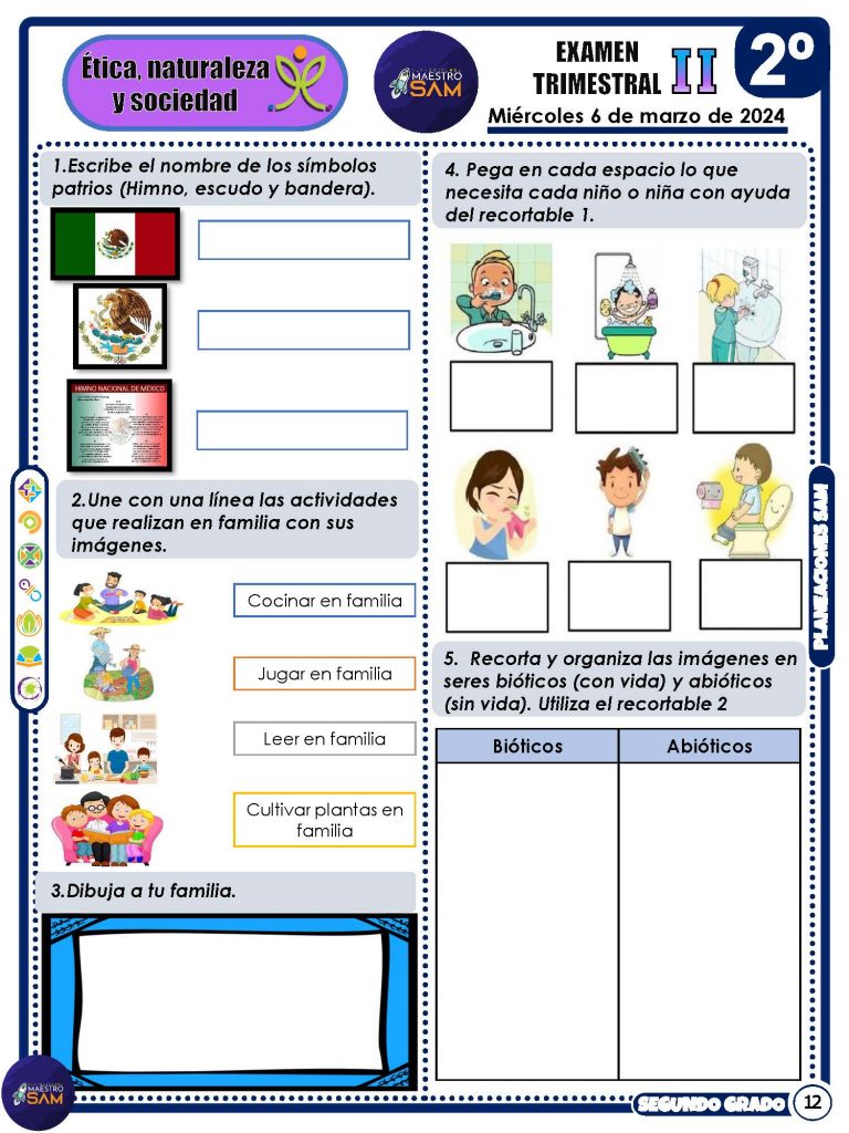 2º GRADO EXAMEN 2º TRIMESTRE 2024 - Imagenes Educativas