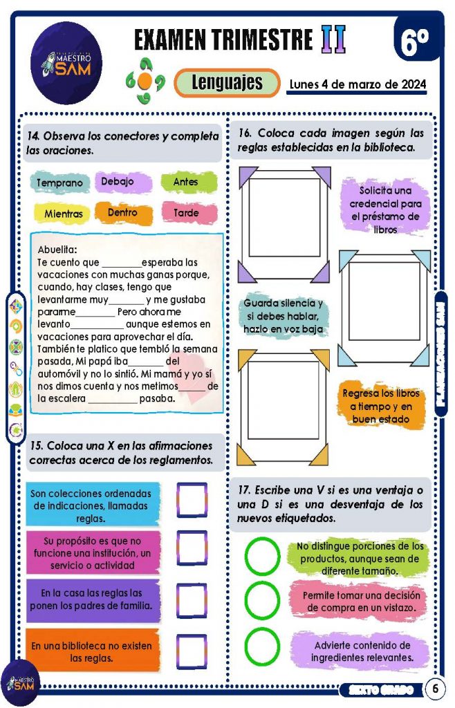 6º Grado Examen 6º Trimestre 2024 Imagenes Educativas 9462