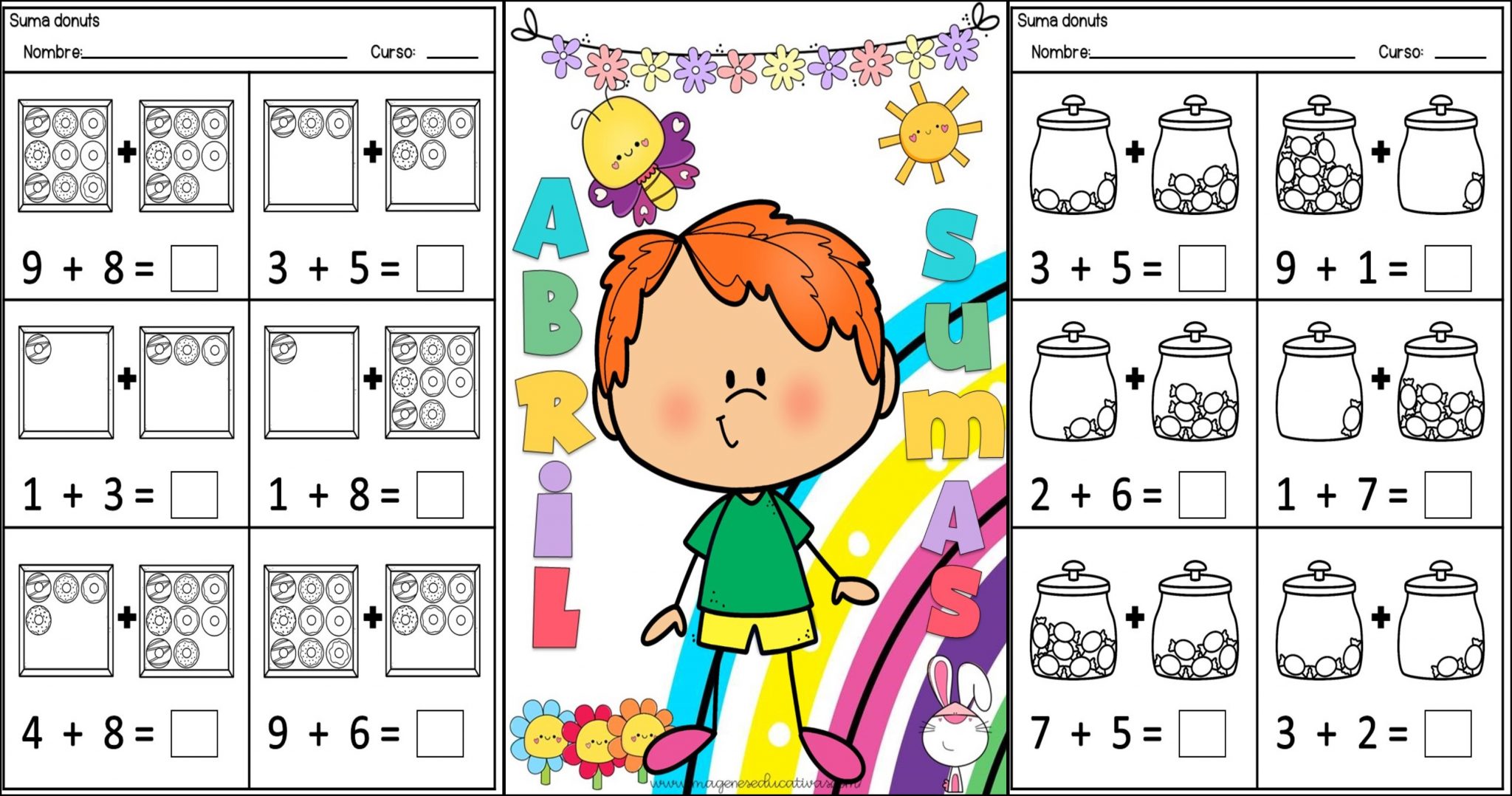 FICHAS DE SUMAS CON PICTOGRAMAS PARA INFANTIL - Imagenes Educativas