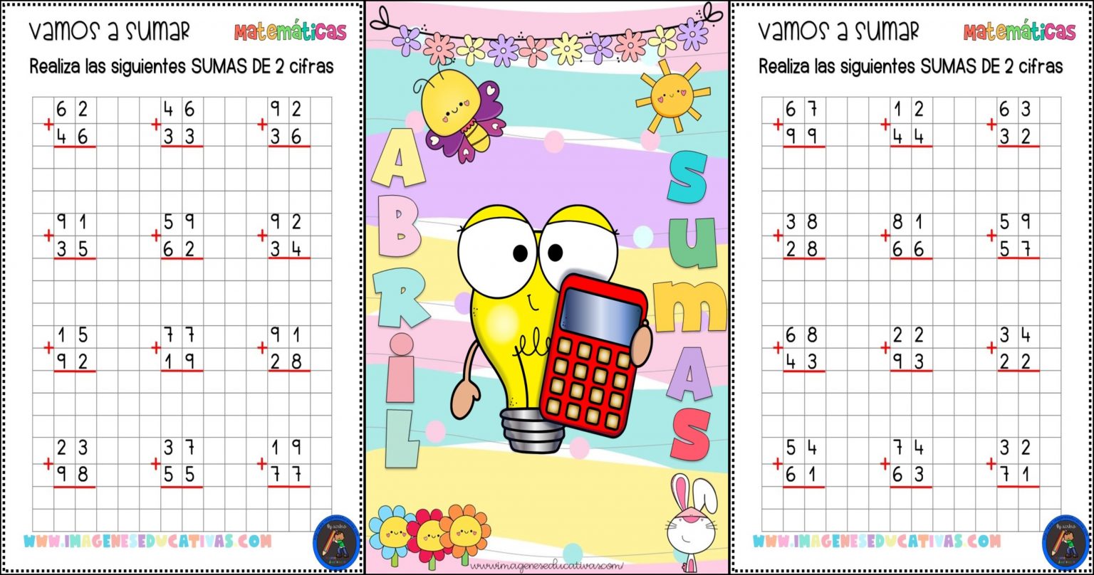 FICHAS DE SUMAS DE DOS CIFRAS PARA PRIMARIA - Imagenes Educativas