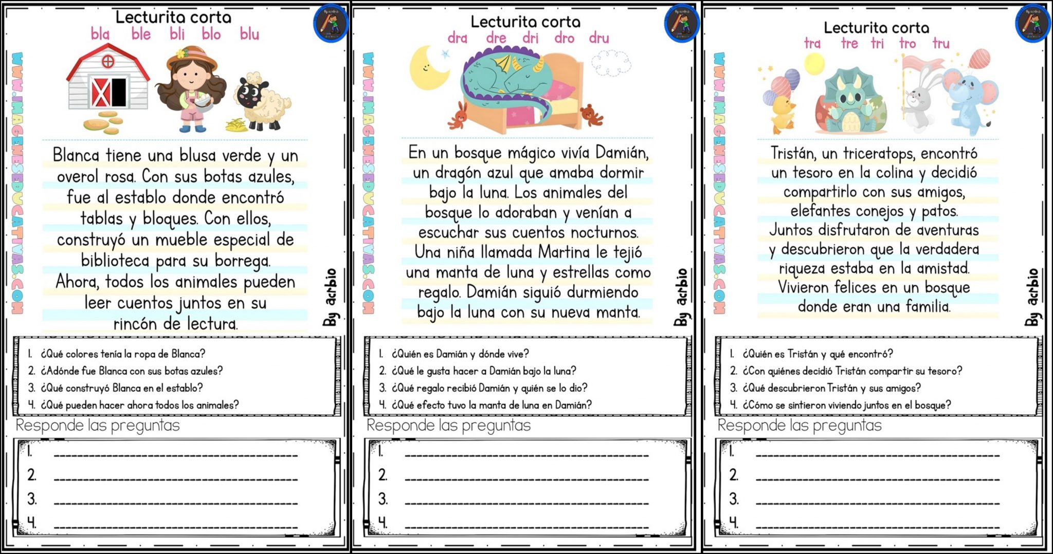 LECTURAS CON SÍLABAS TRABADAS - Imagenes Educativas