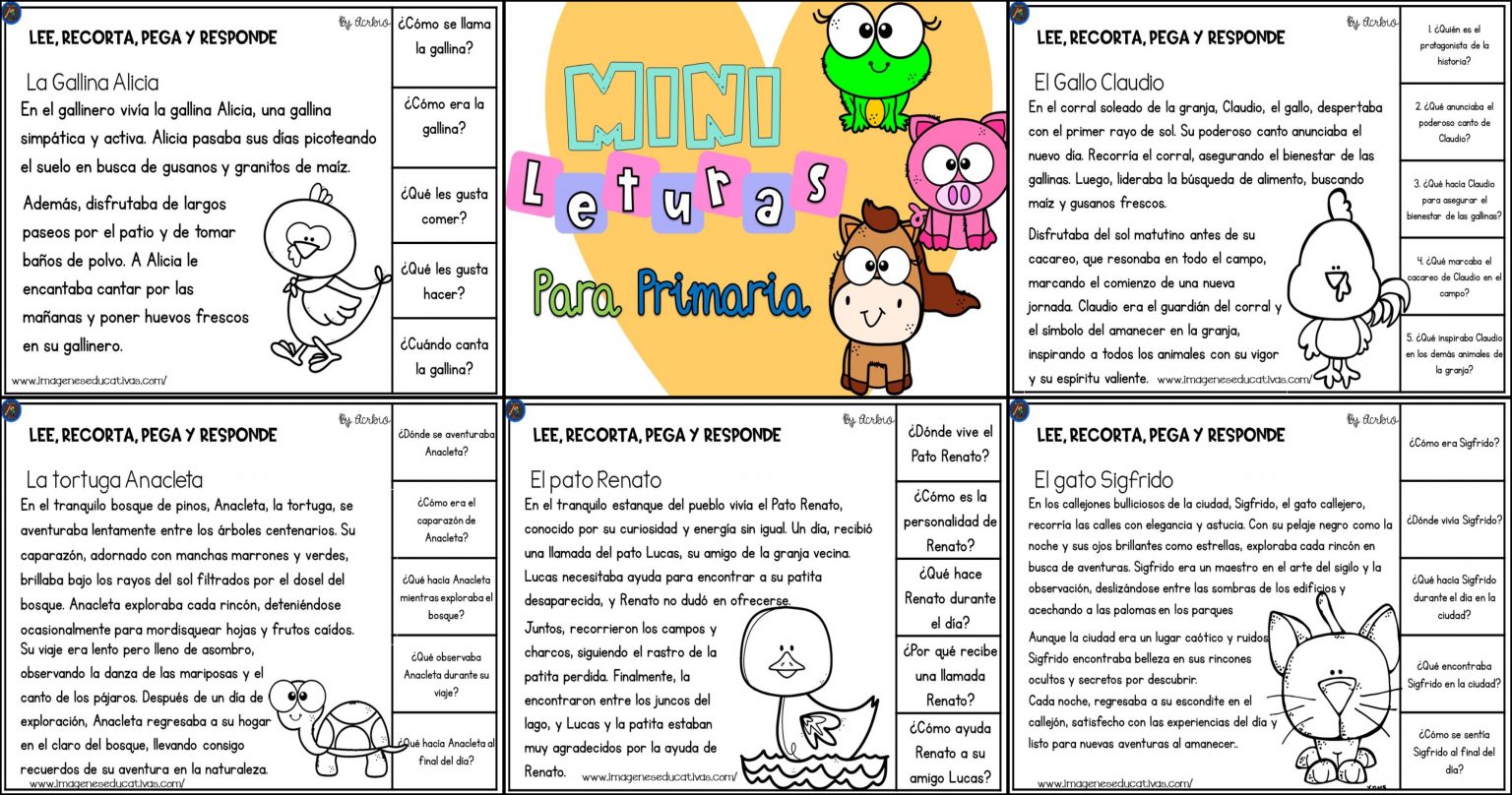 COMPRENSIÓN LECTORA: LEE, RECORTA, PEGA Y RESPONDE - Imagenes Educativas