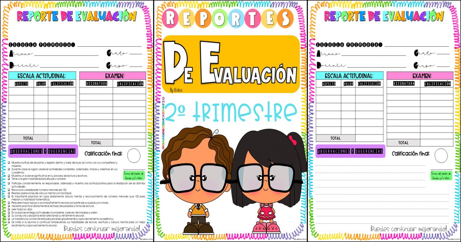 REPORTE DE EVALUACIÓN EDITABLE 2024 - Imagenes Educativas