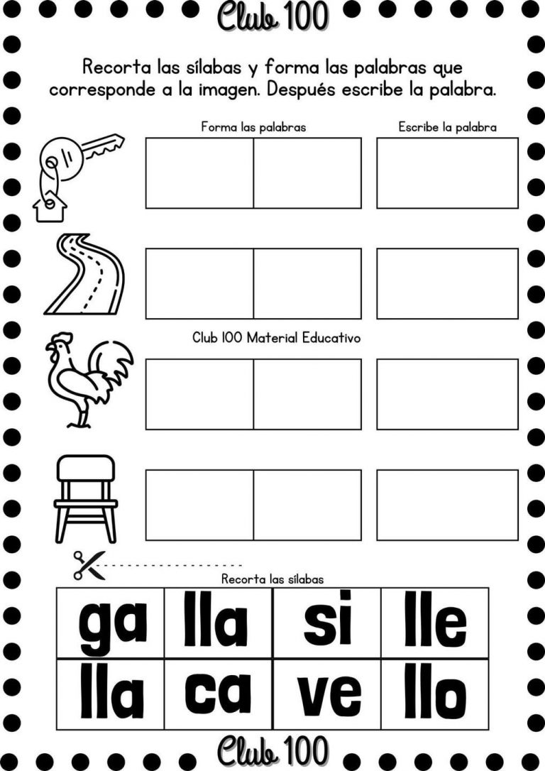 Cuaderno forma palabras: Recorta y pega sílabas - Imagenes Educativas