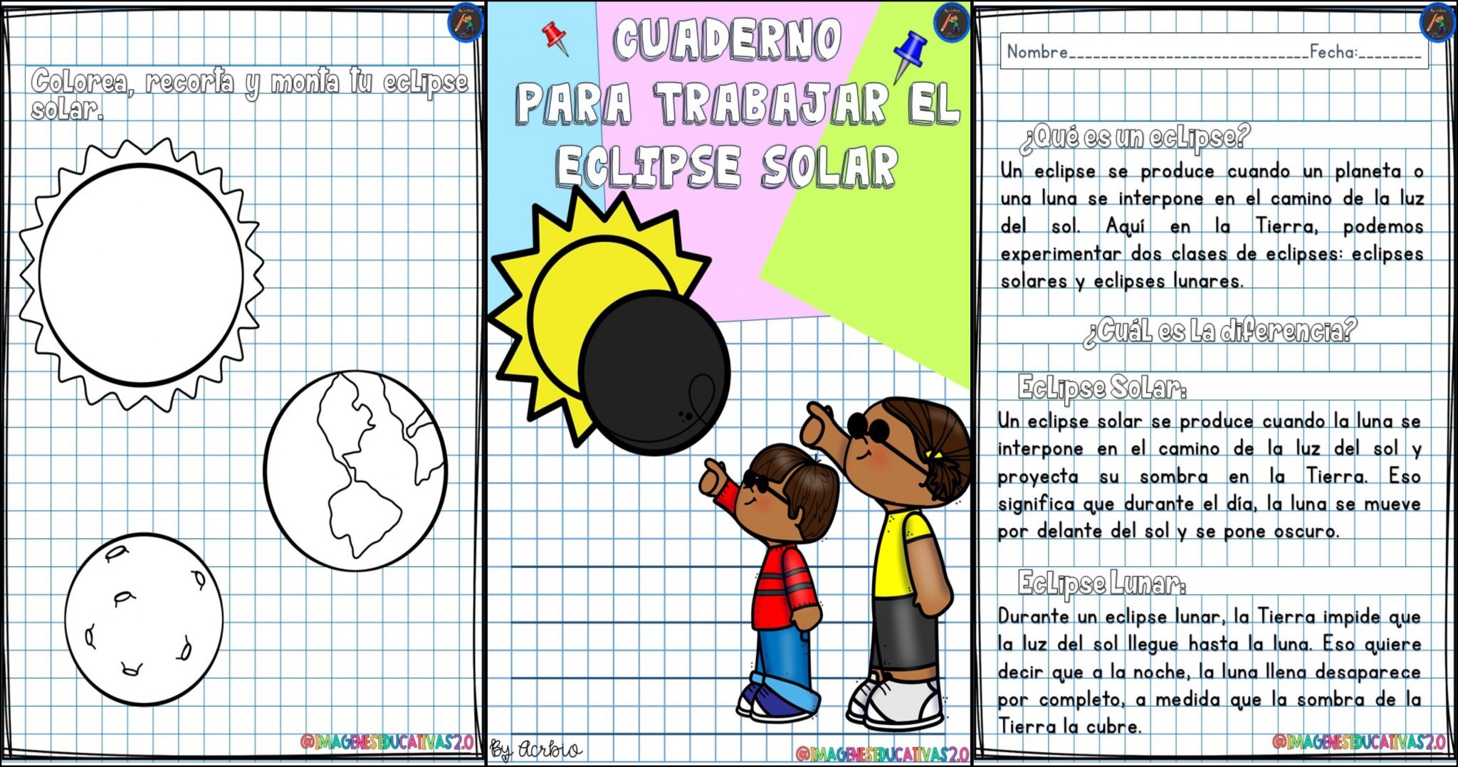 CUADERNO PARA TRABAJAR EL ECLIPSE SOLAR - Imagenes Educativas