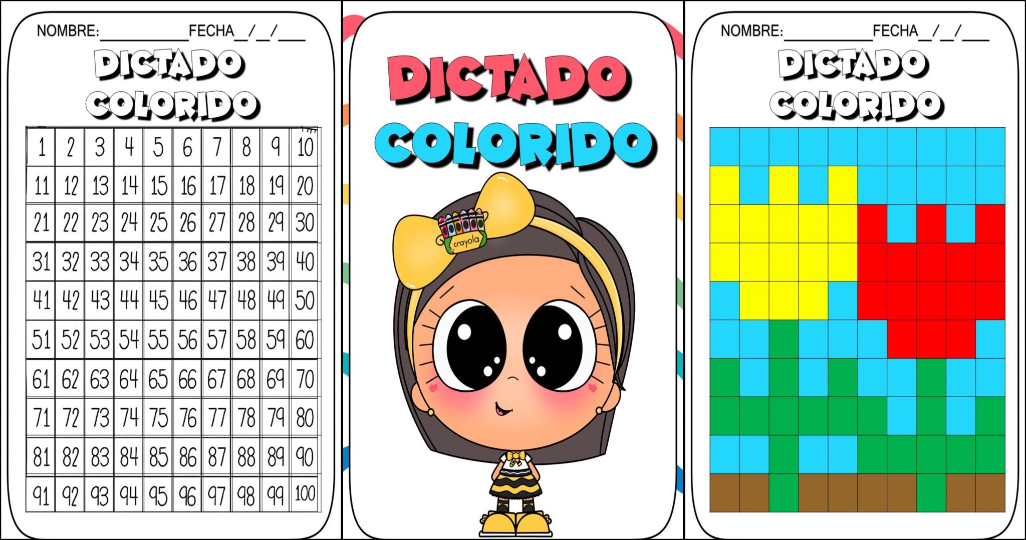 Dictado mumérico colorido 1 - Imagenes Educativas