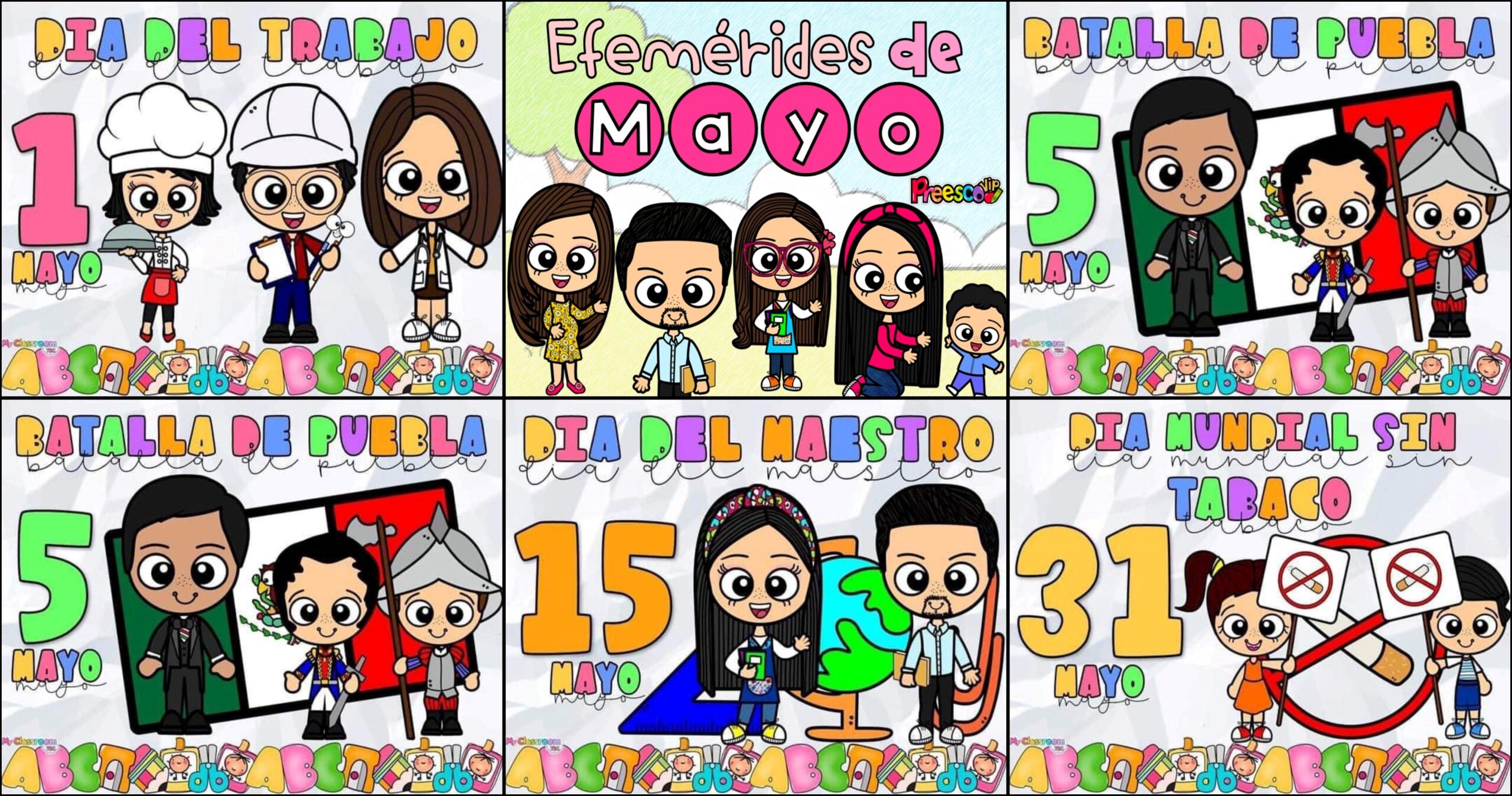 Efemérides mes de mayo 2024 diseños bonitos - Imagenes Educativas