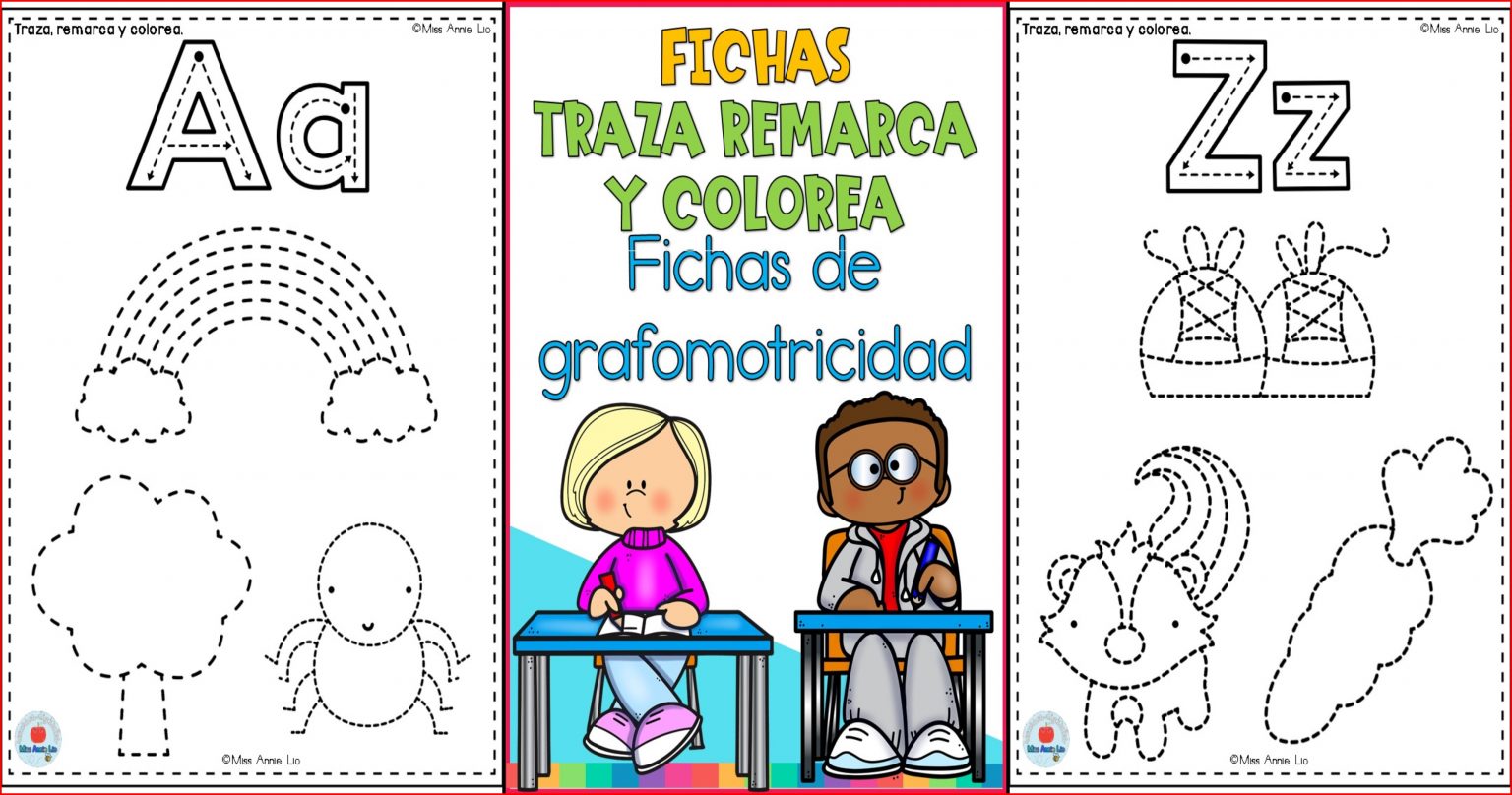 Cuderno de grafomotricidad traza recorta y colorea - Imagenes Educativas