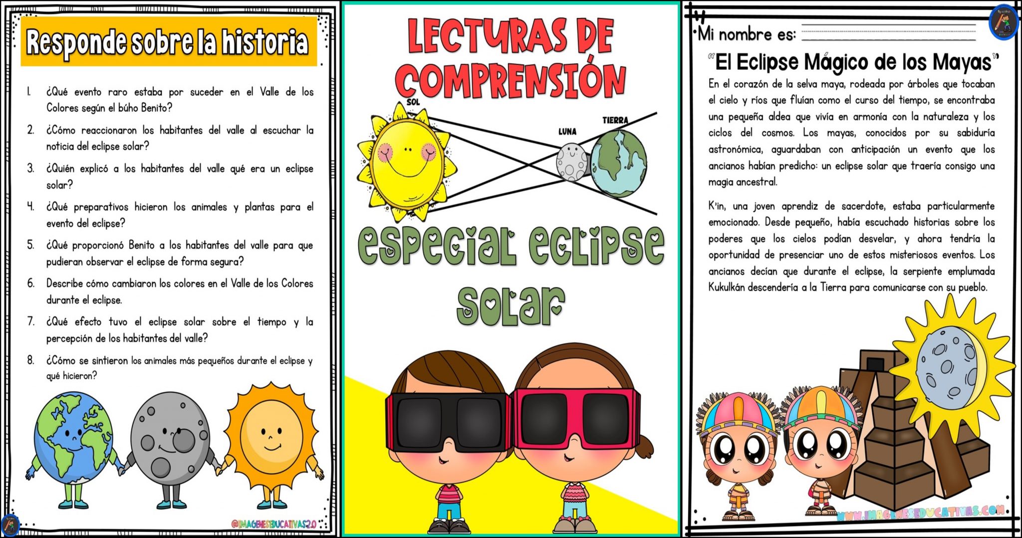 LECTURAS DE COMPRENSIÓN "EL ECLIPSE SOLAR" - Imagenes Educativas