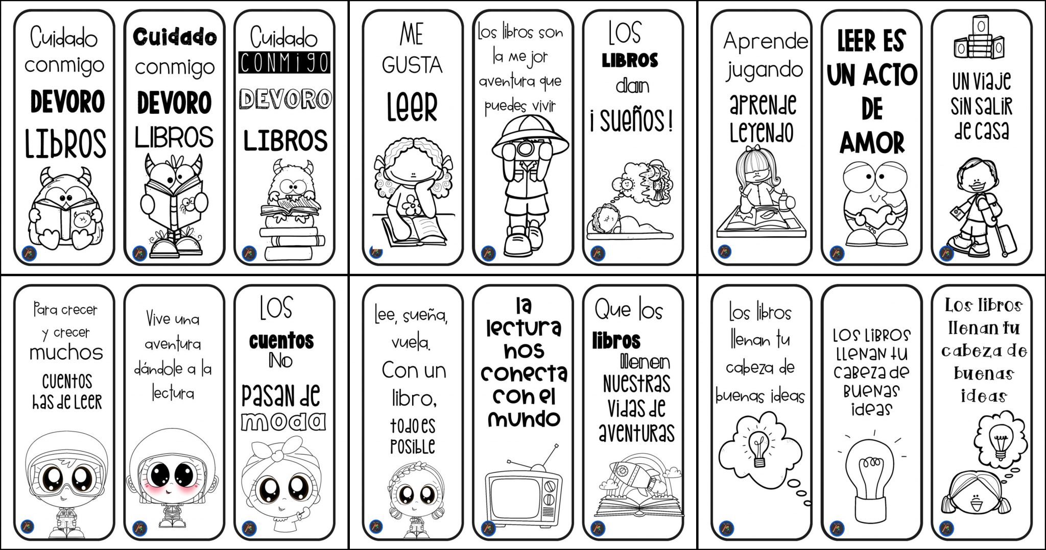 Colección de marca páginas para el día del libro 23 de abril - Imagenes ...