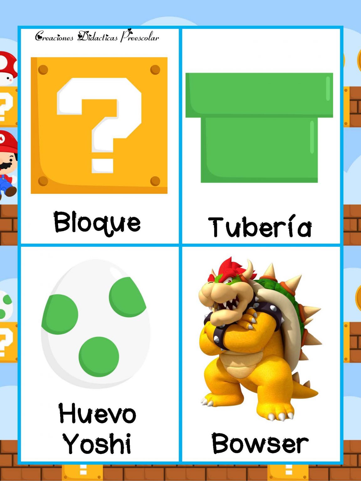 Súper bingo loteria Mario Bros - Imagenes Educativas