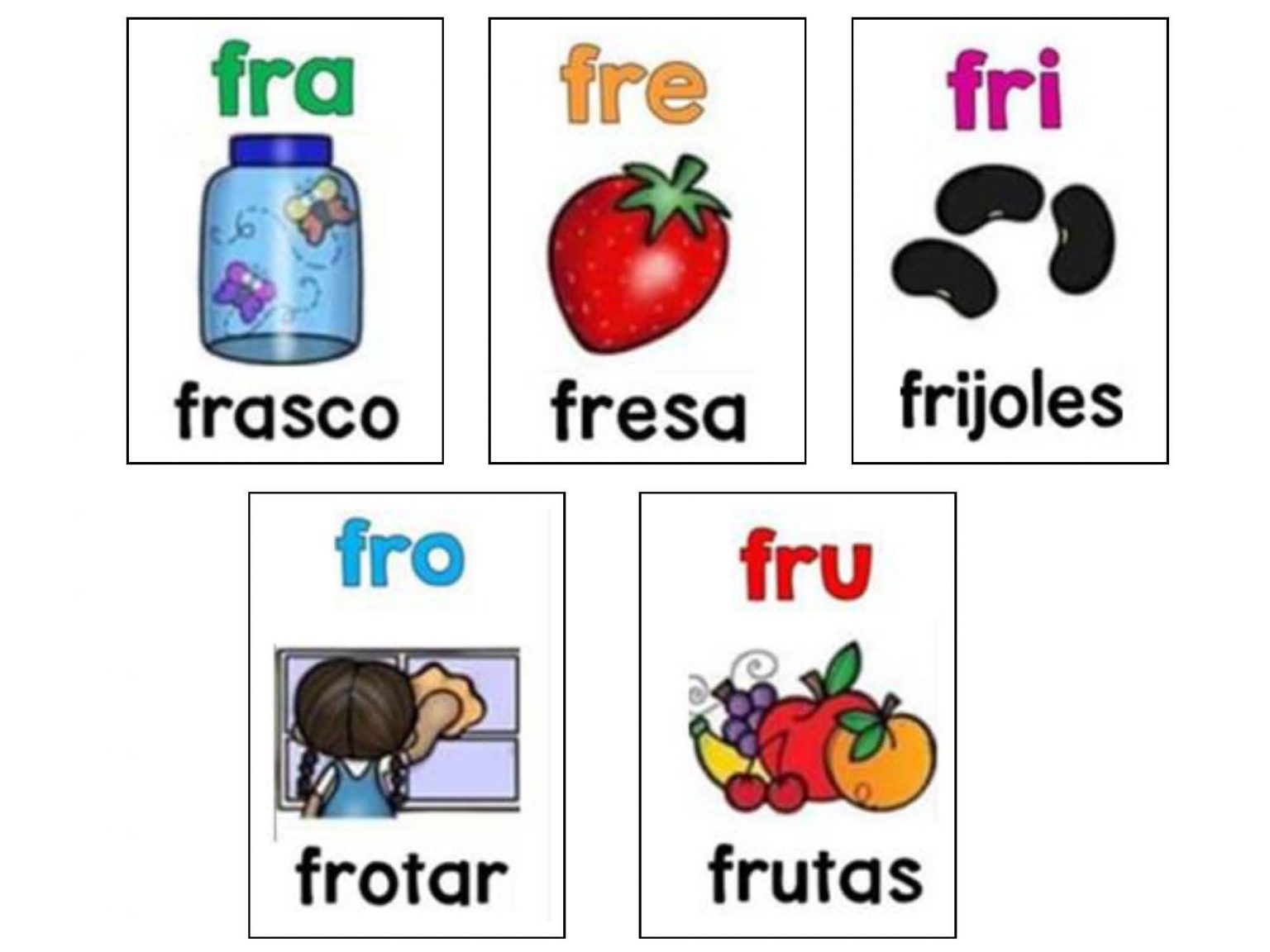 Súper lotería de sílabas trabadas con dibujos - Imagenes Educativas