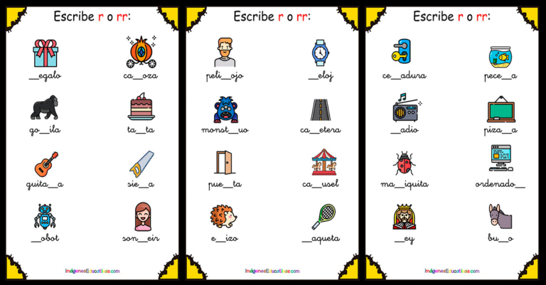 Fichas ortográficas: palabras con r o rr - Imagenes Educativas