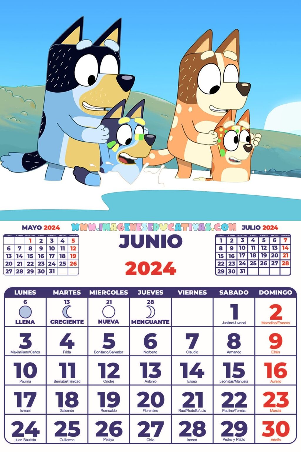 Calendario junio para rellenar y anotar (2) - Imagenes Educativas